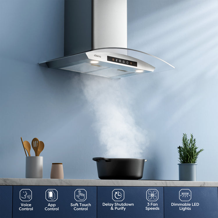 CIARRA 30 Inch Glass Smart Range Hood with Voice Control CAS75502W-OW ...