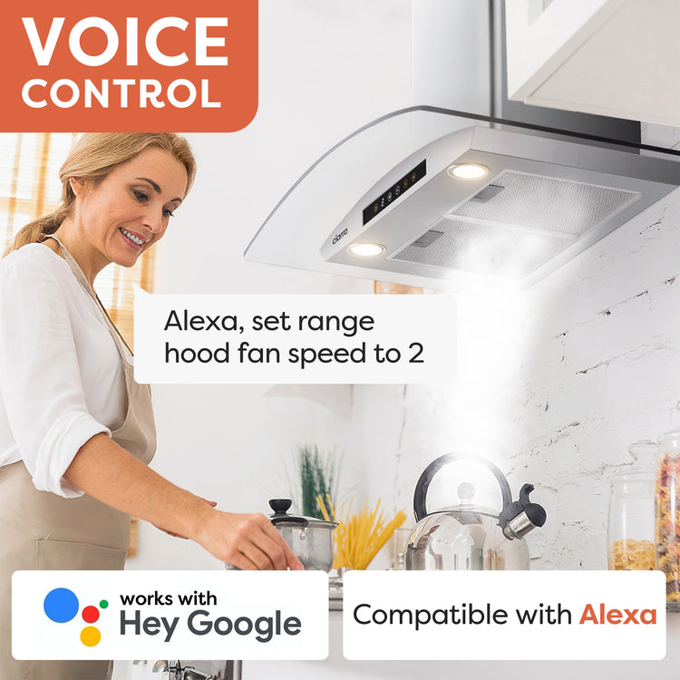 CIARRA 30 Inch Glass Smart Range Hood with Voice Control CAS75502W-OW ...